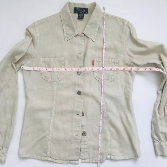 Elise Collection | Tops | Elise Collection Linen Blend Tan Button Down ...